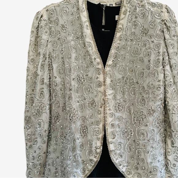 Scala | Jackets & Coats | Vintage Scala White Silk Sequined ...
